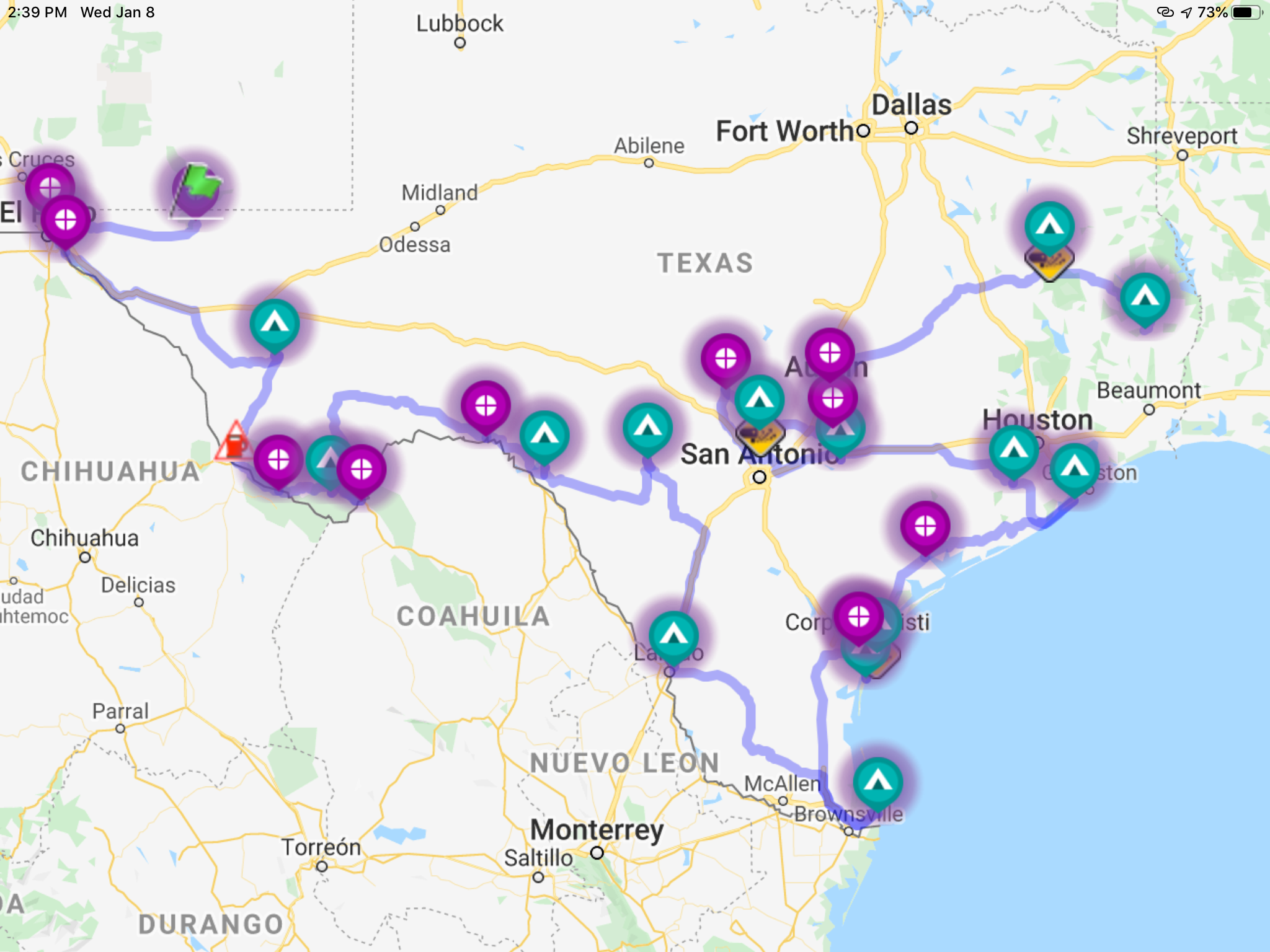 Our Texas Route Map – Arvitrekking